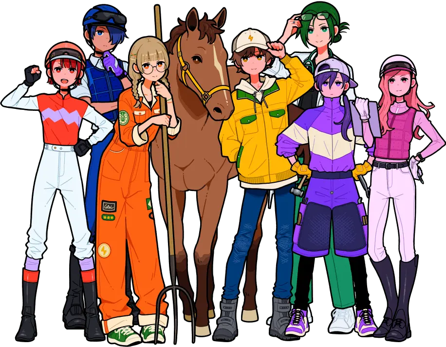 UMAJOBのイメージキャラクター集合イラスト